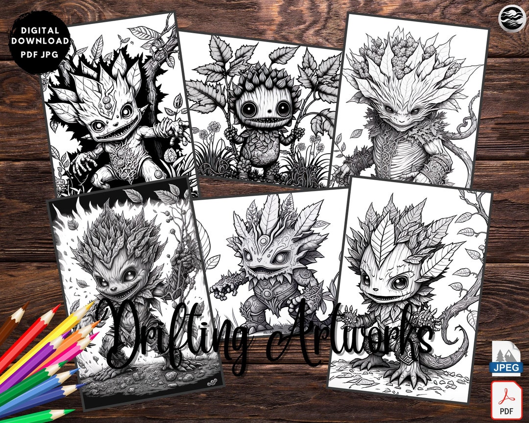 Forest Gremlins Coloring Page Art Pack 6 Designs Fantasy - Etsy