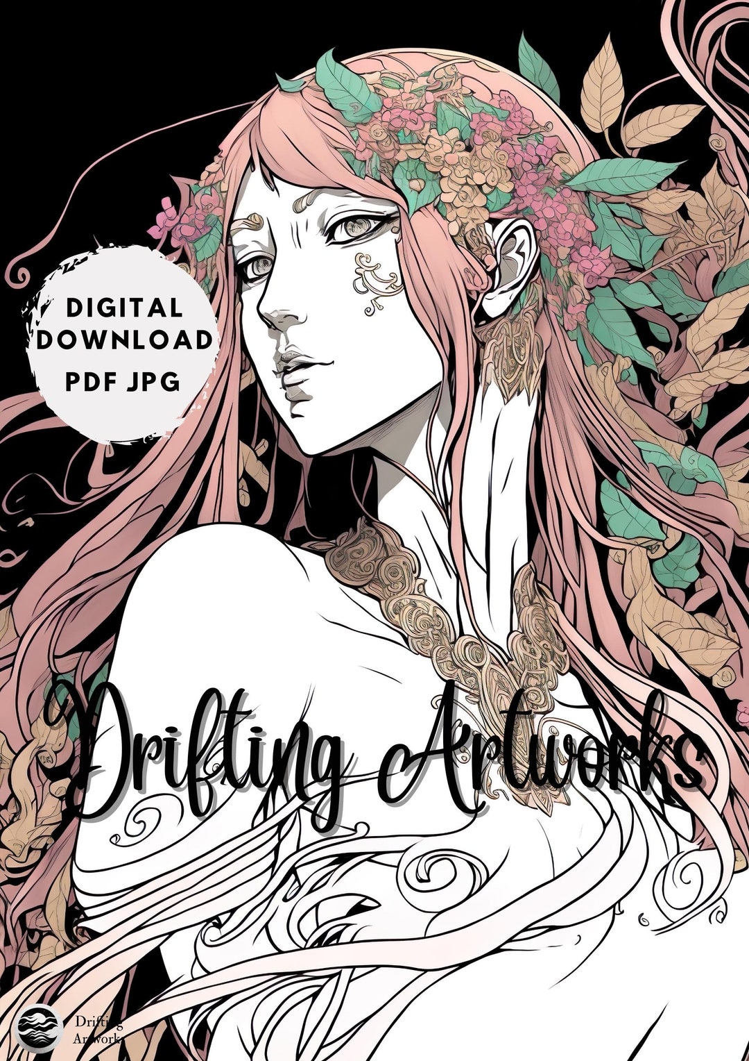 Aphrodite Coloring Book Page Greek Goddess of Love Adult Intermediate ...