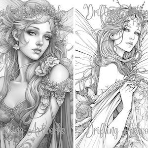 Butterfly Fairies 10 Coloring Book Pages Fantasy Princess - Etsy