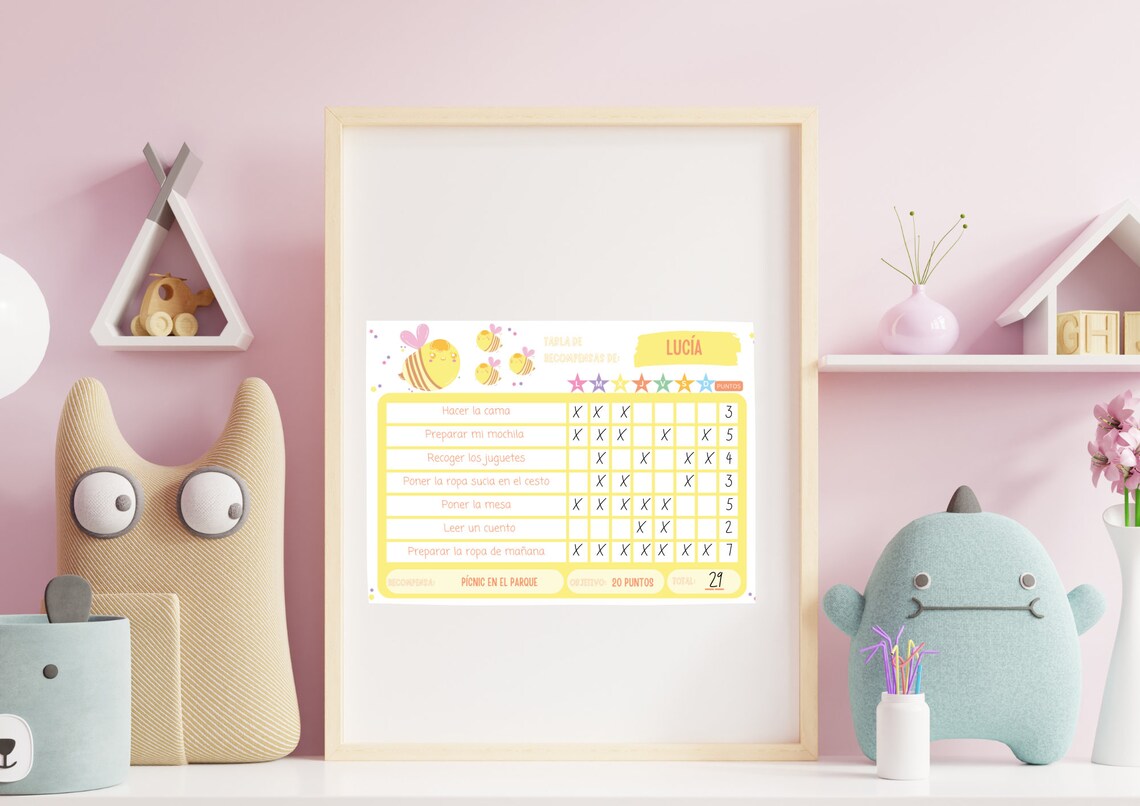 EDITABLE Bee Reward Chart in Spanish, Behavior and Daily Tasks Chart ...