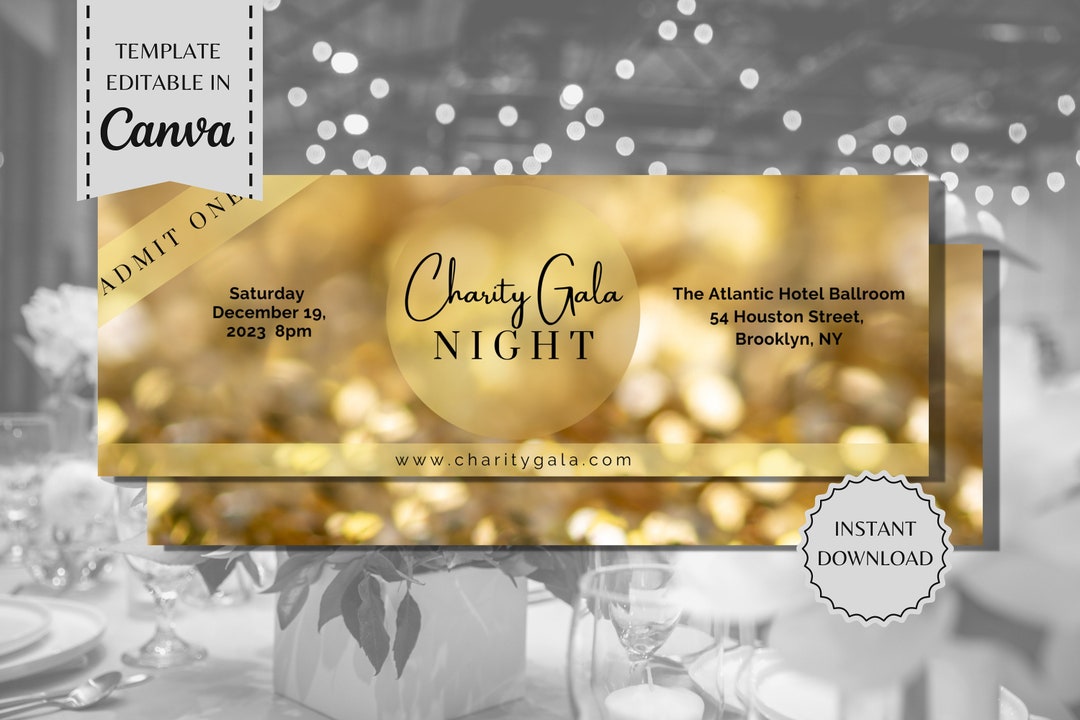 Charity Gala Night Ticket | Fundraiser Ticket | Banquet Ticket ...