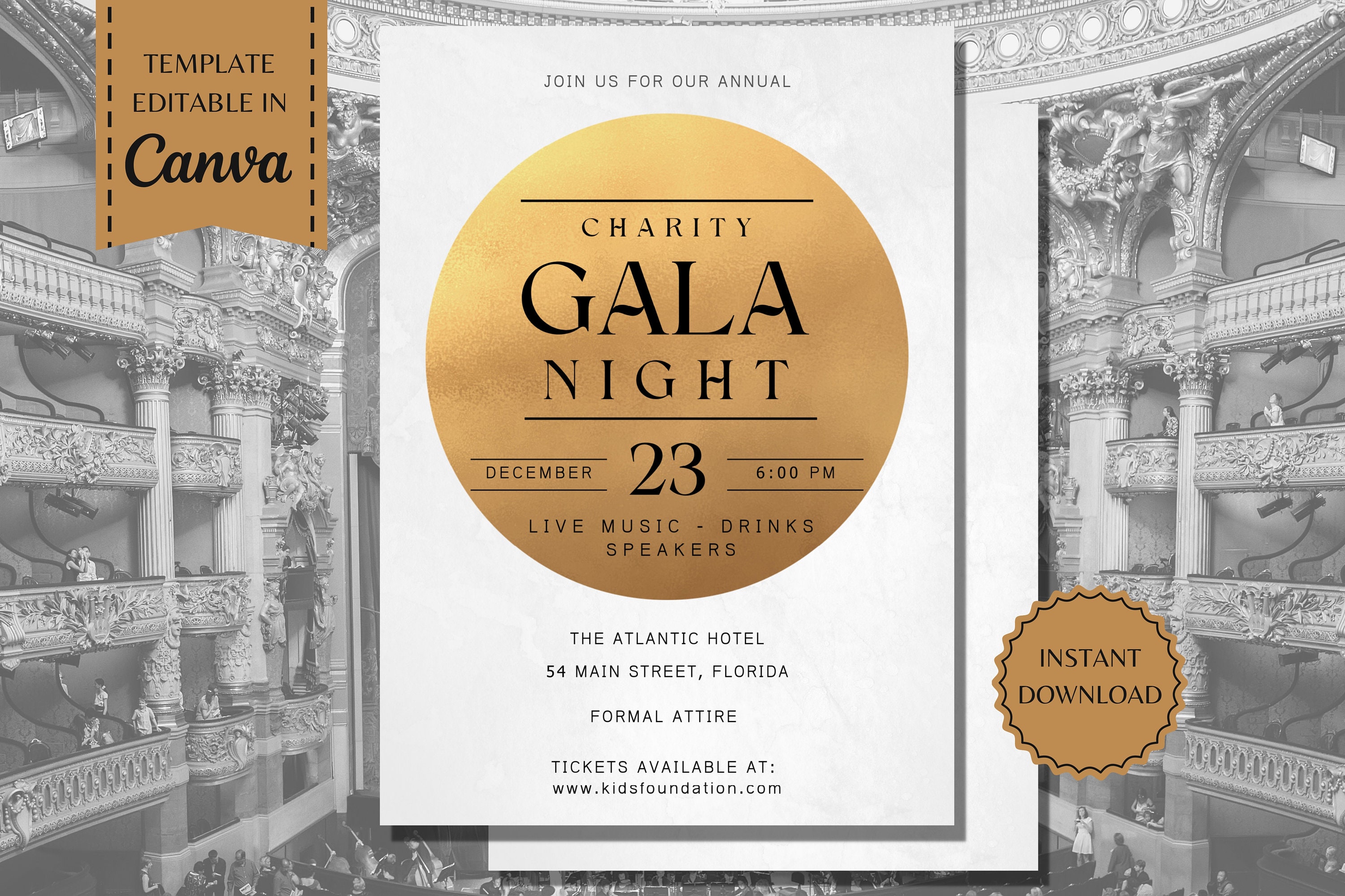 Charity Gala Night Invitation | Fundraiser Invitation | Banquet ...