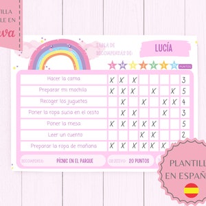 EDITABLE Rainbow Reward Chart in Spanish, Behavior Chart and Daily ...