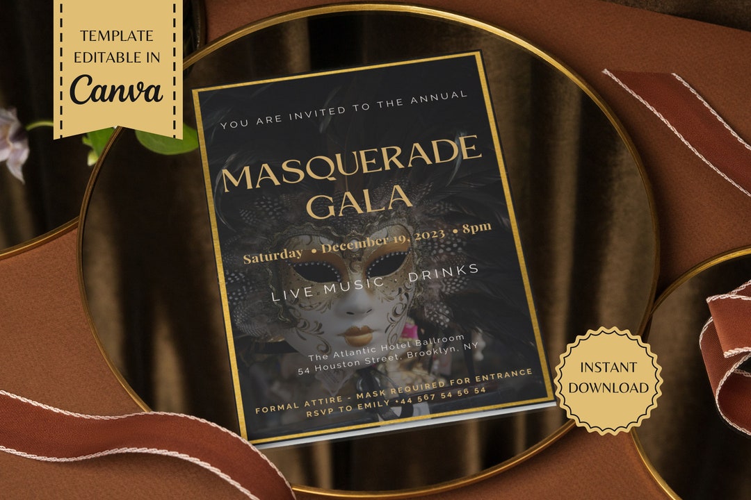 Masquerade Gala Invitation | Banquet Invitation | Fundraiser ...