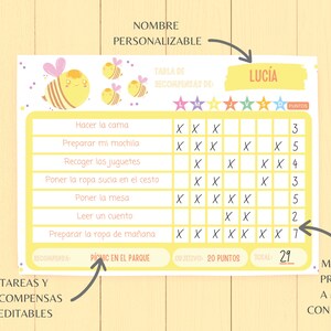 EDITABLE Bee Reward Chart in Spanish, Behavior and Daily Tasks Chart ...