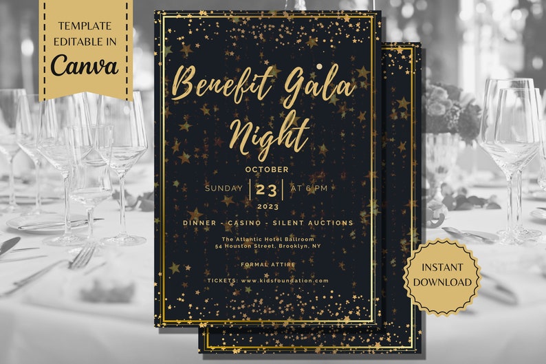 Benefit Gala Night | Gala Invitation | Banquet Invitation | Fundraiser ...