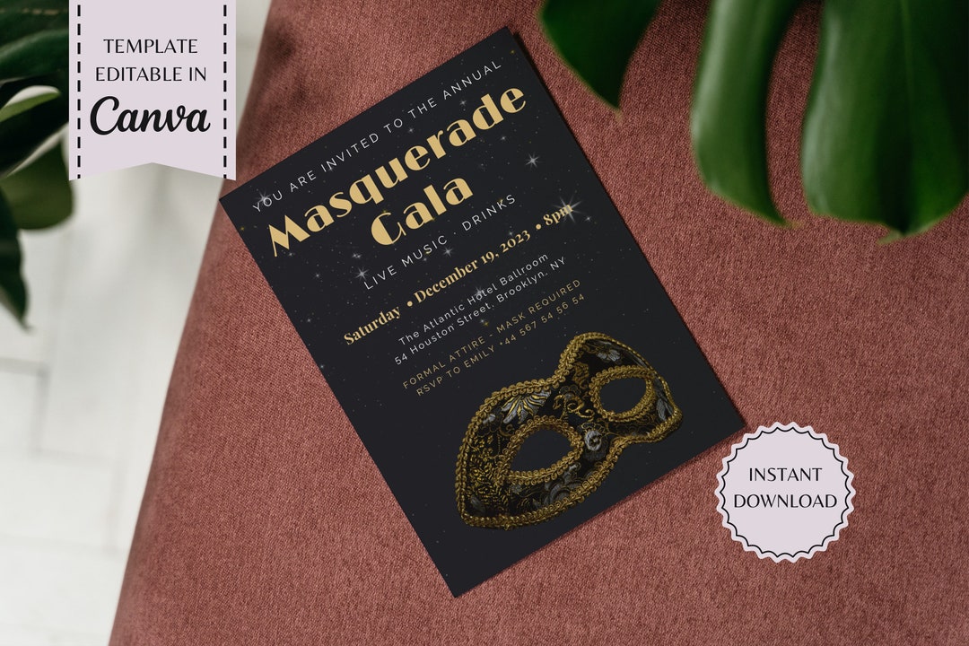 Masquerade Gala Invitation | Banquet Invitation | Fundraiser ...