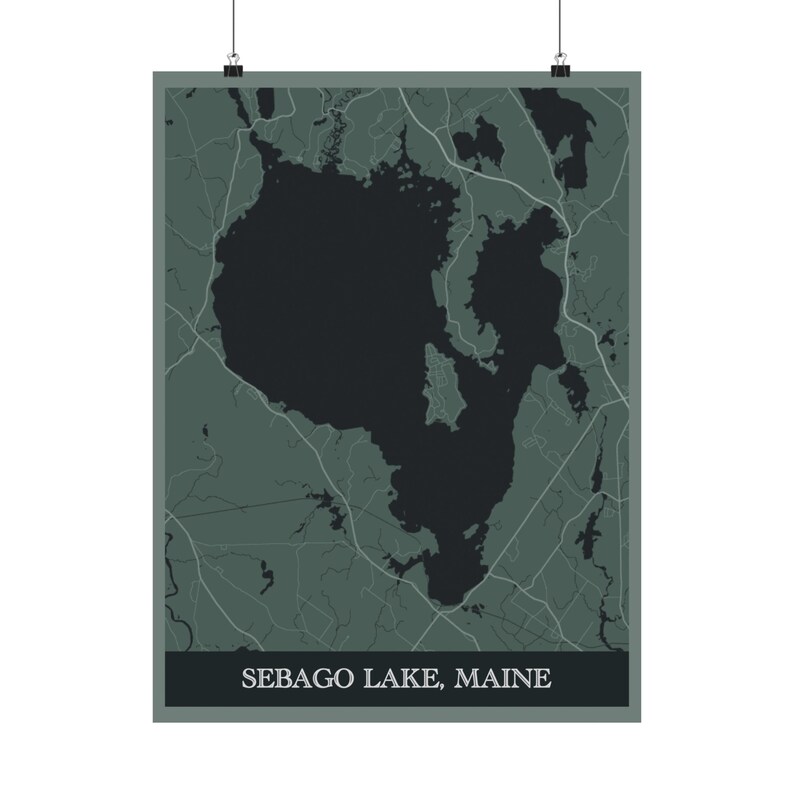 Sebago Lake Maine Map Matte Vertical Poster - Etsy