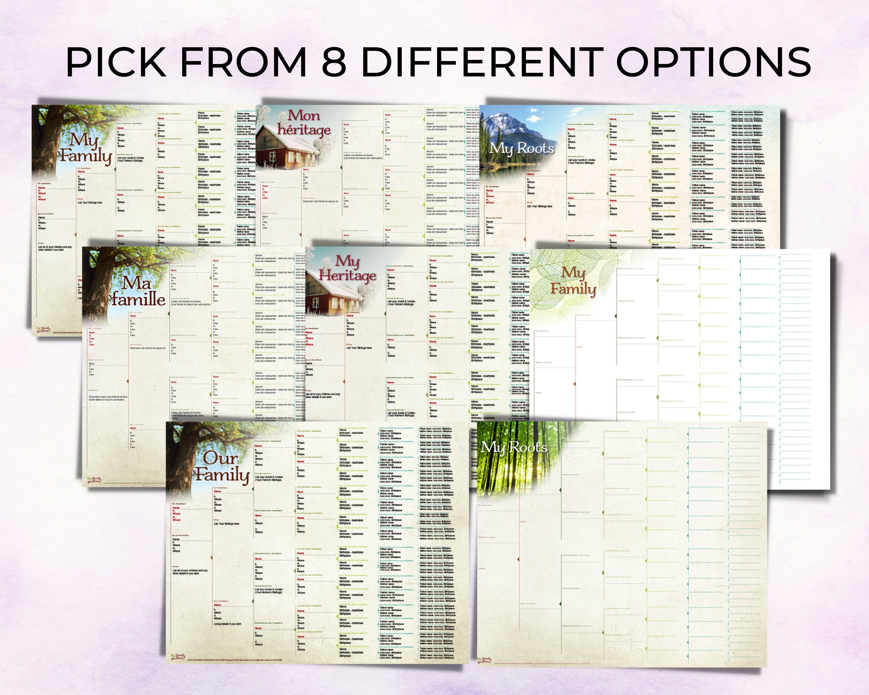English, My Family Chart, Leaves Corner Illustration, DIY Fillable 8 ...