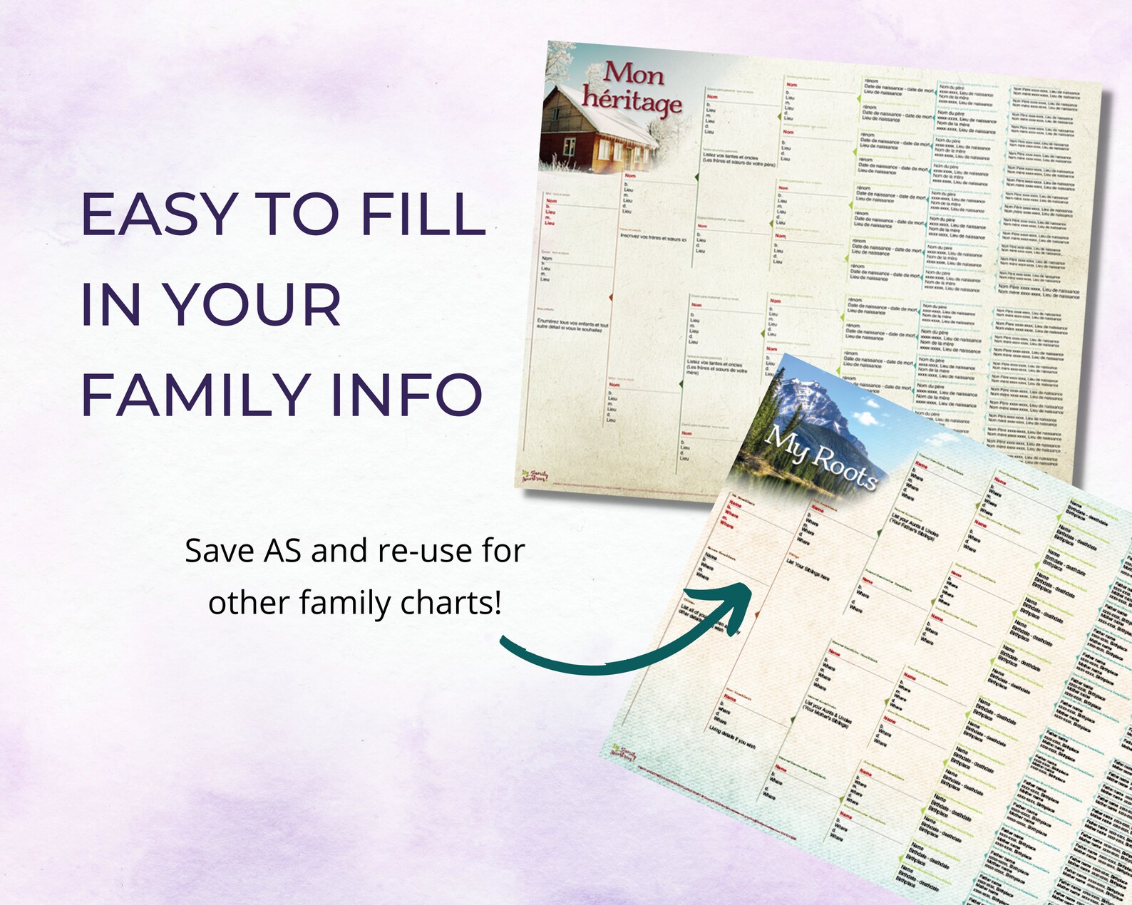 English, My Family Chart, Leaves Corner Illustration, DIY Fillable 8 ...