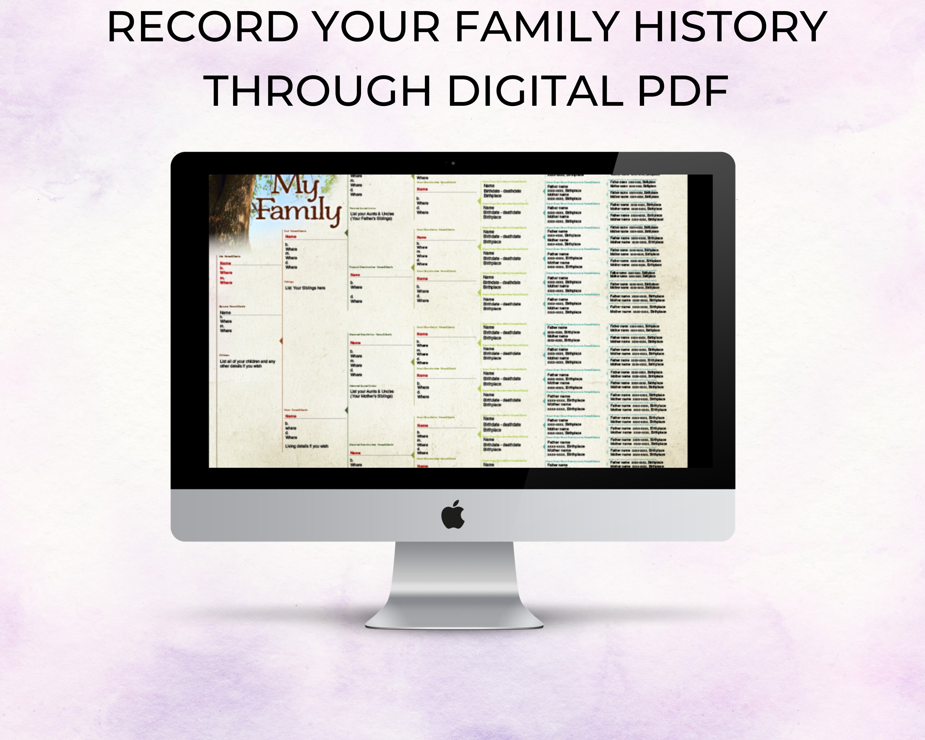 English, My Family, Tree Illustration, DIY Fillable 8-generation Charts ...