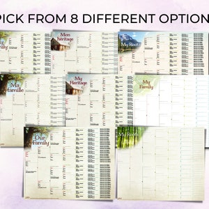 English, My Family, Tree Illustration, DIY Fillable 8-generation Charts ...