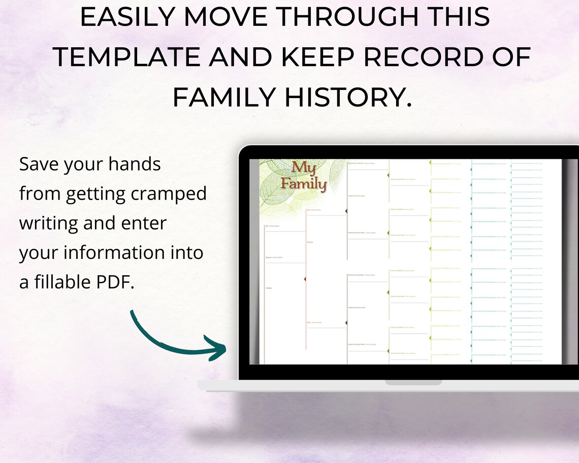 English, My Family Chart, Leaves Corner Illustration, DIY Fillable 8 ...