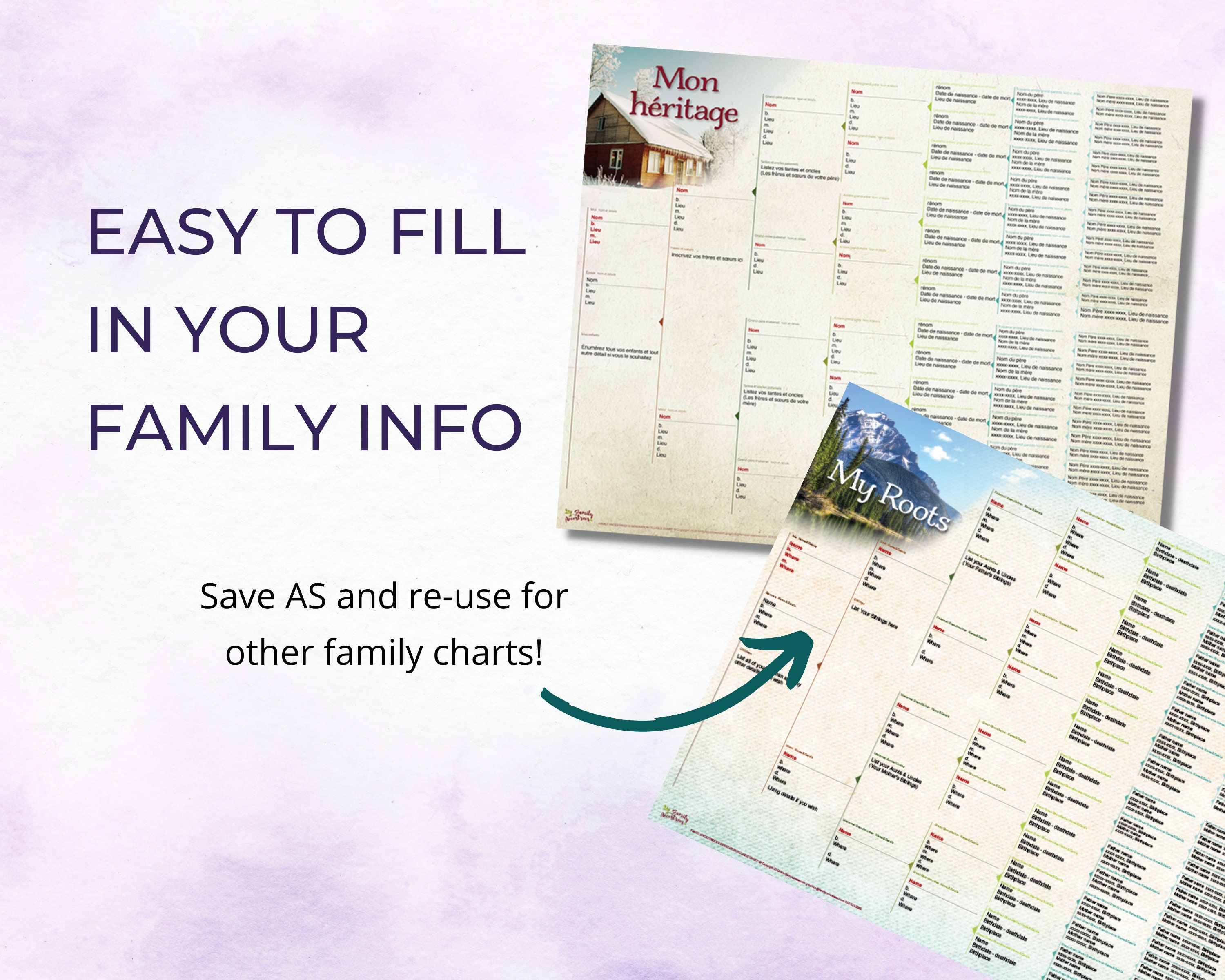 Our Family Tree Edition, DIY Fillable 8-generation Charts DIY Genealogy ...