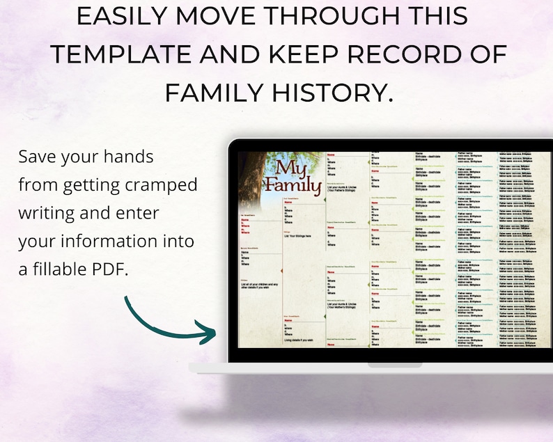 English, My Family, Tree Illustration, DIY Fillable 8-generation Charts ...