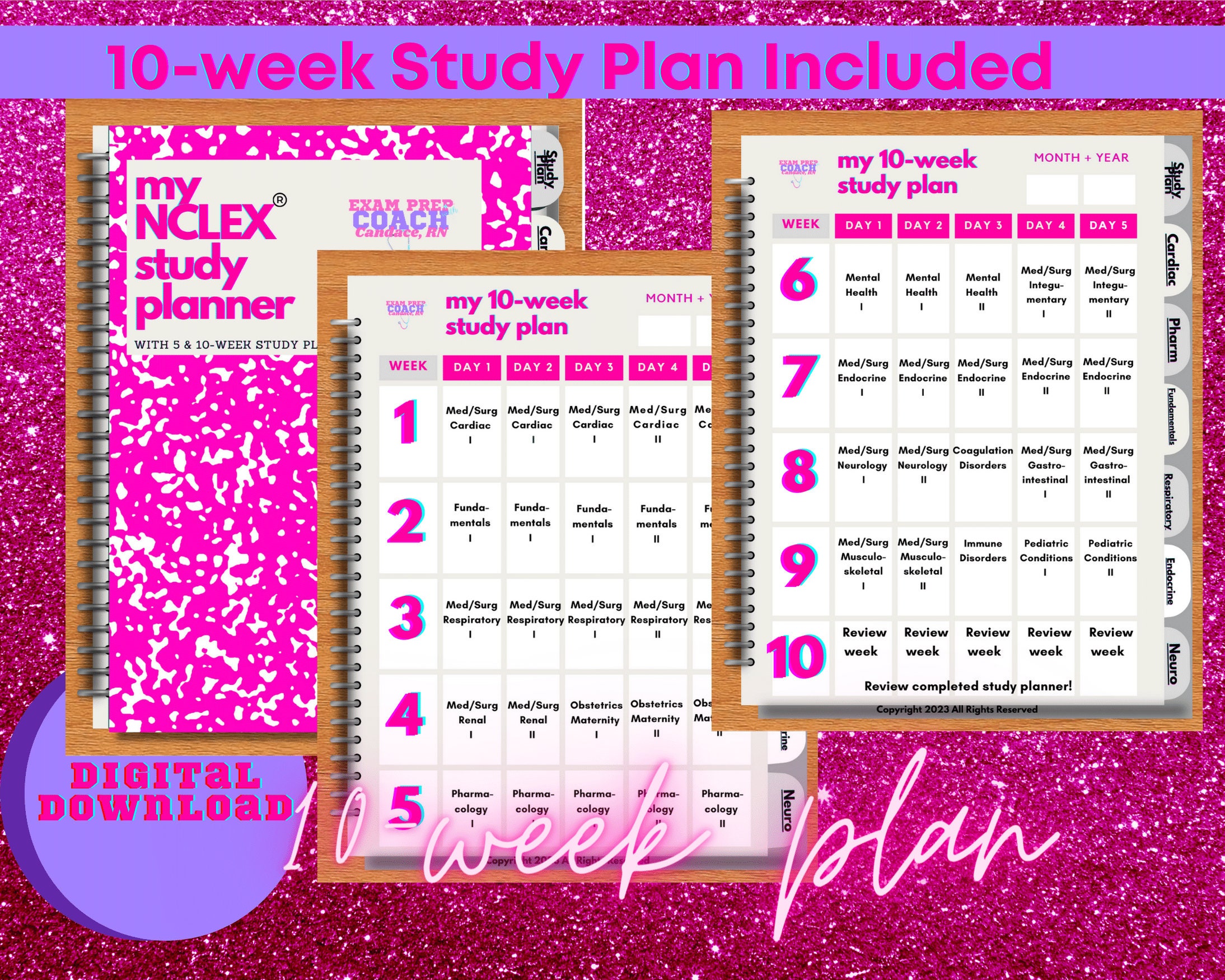 Mynclex Study Planner 5 & 10-week Study Plan Digital Planner and ...