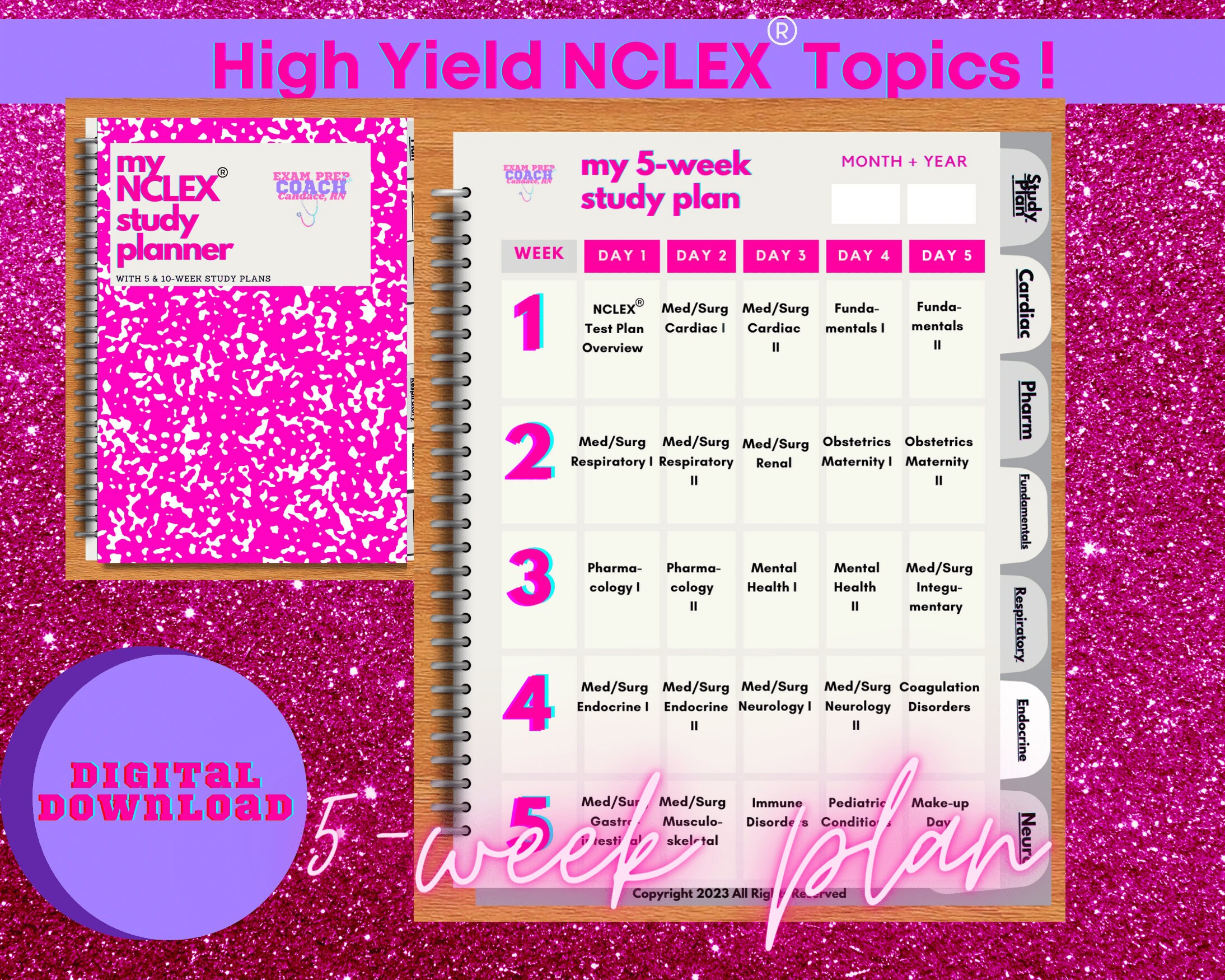 Mynclex Study Planner 5 & 10-week Study Plan Digital Planner and ...