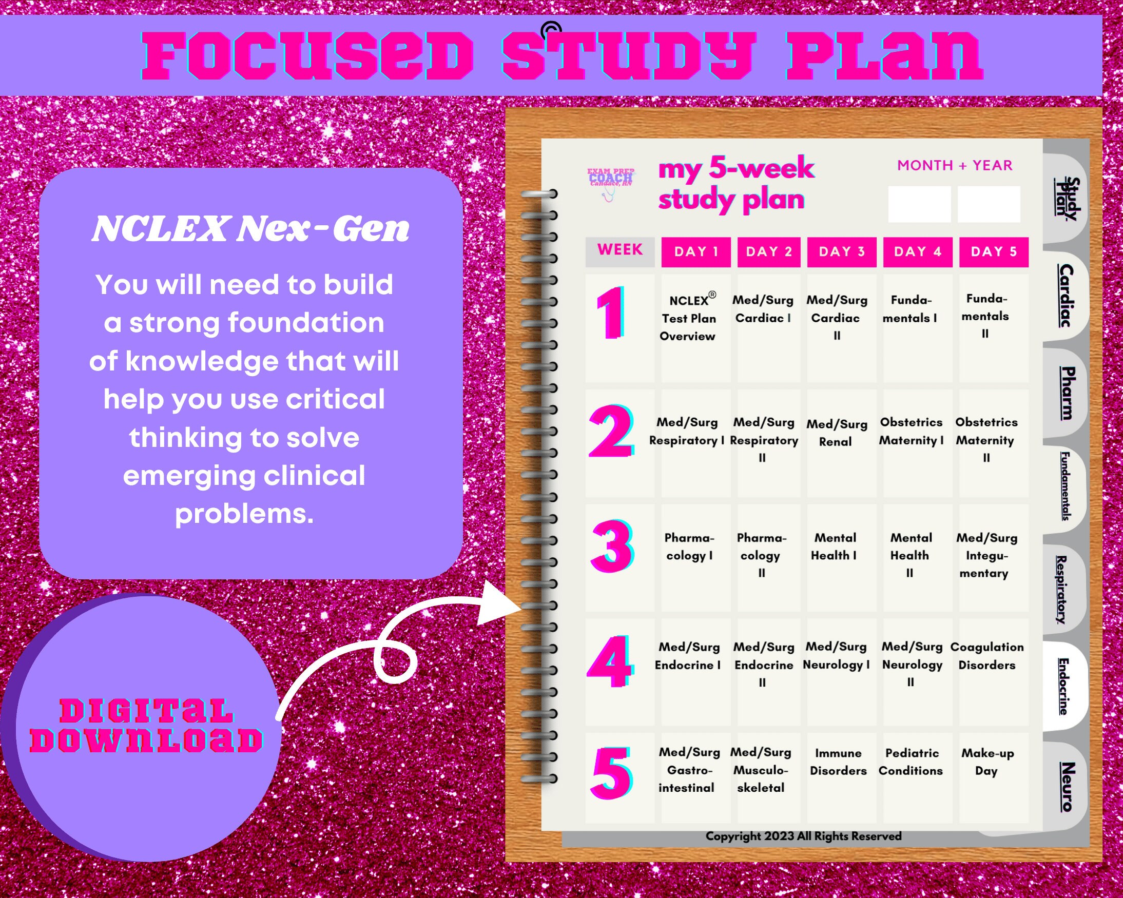 Mynclex Study Planner 5 & 10-week Study Plan Digital Planner and ...