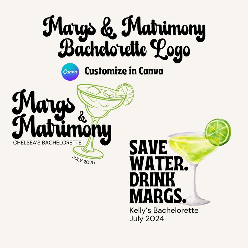 Personalized Margs & Matrimony Bachelorette Logo, Bachelorette Party ...