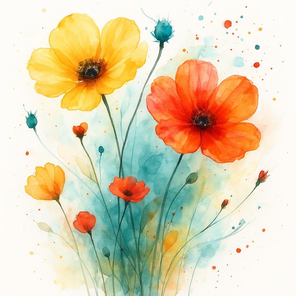 12 Watercolor Flower Clipart PNG | Instant Download | Floral Elements ...