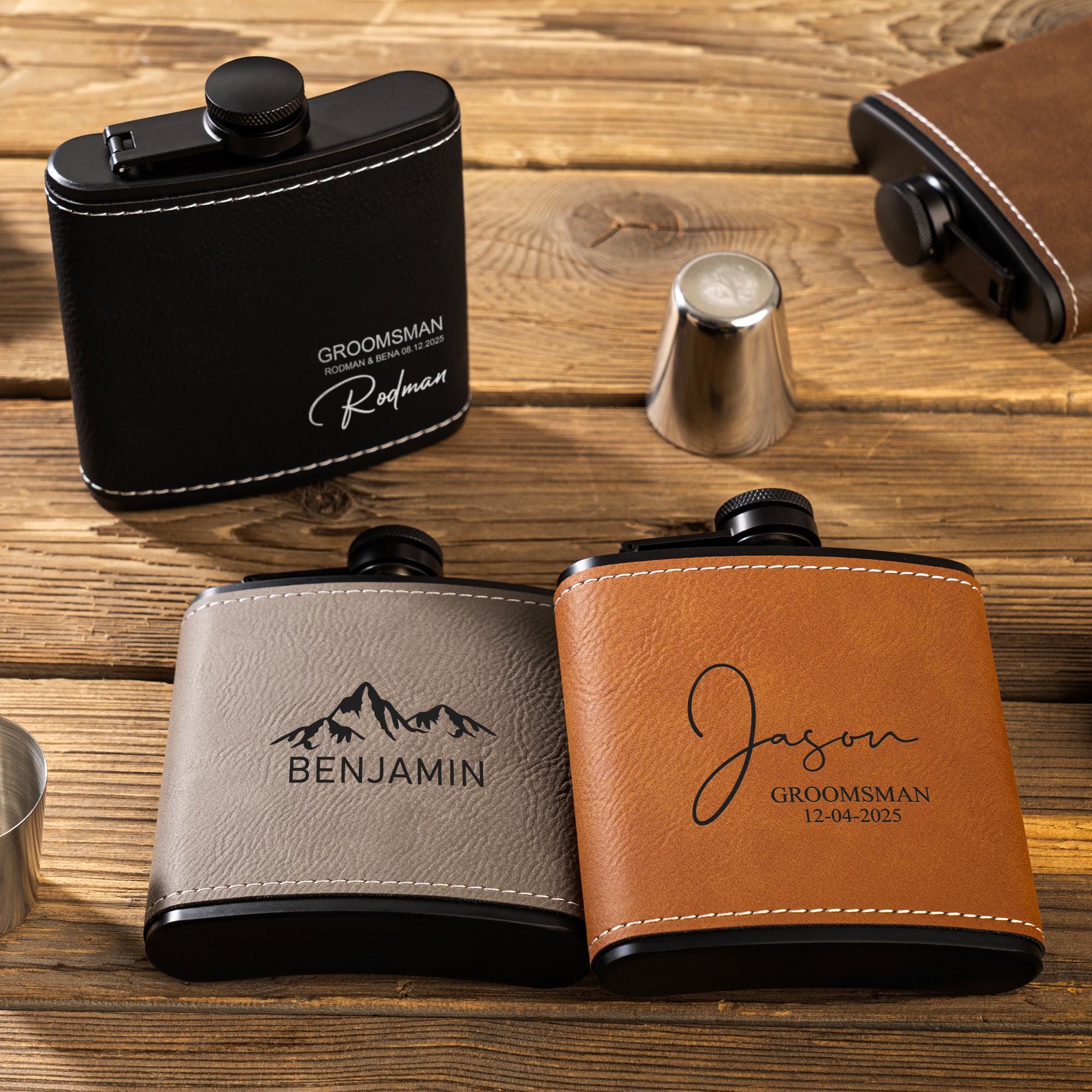 Personalized Leather Flask for Men, Groomsmen Gifts, Best Man Gifts, Leather Hip Flask, Custom ...