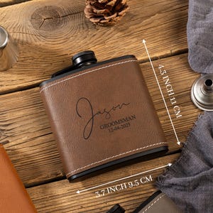 Personalized Leather Flask for Men, Groomsmen Gifts, Custom Leather ...