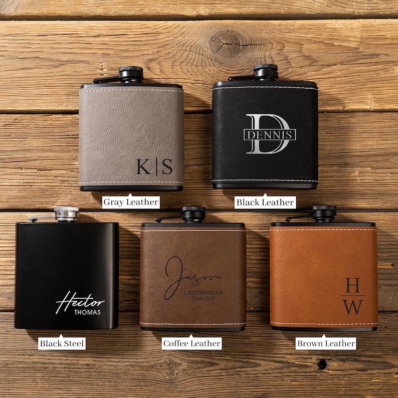 Personalized Leather Flask for Men, Groomsmen Gifts, Best Man Gifts, Leather Hip Flask, Custom ...