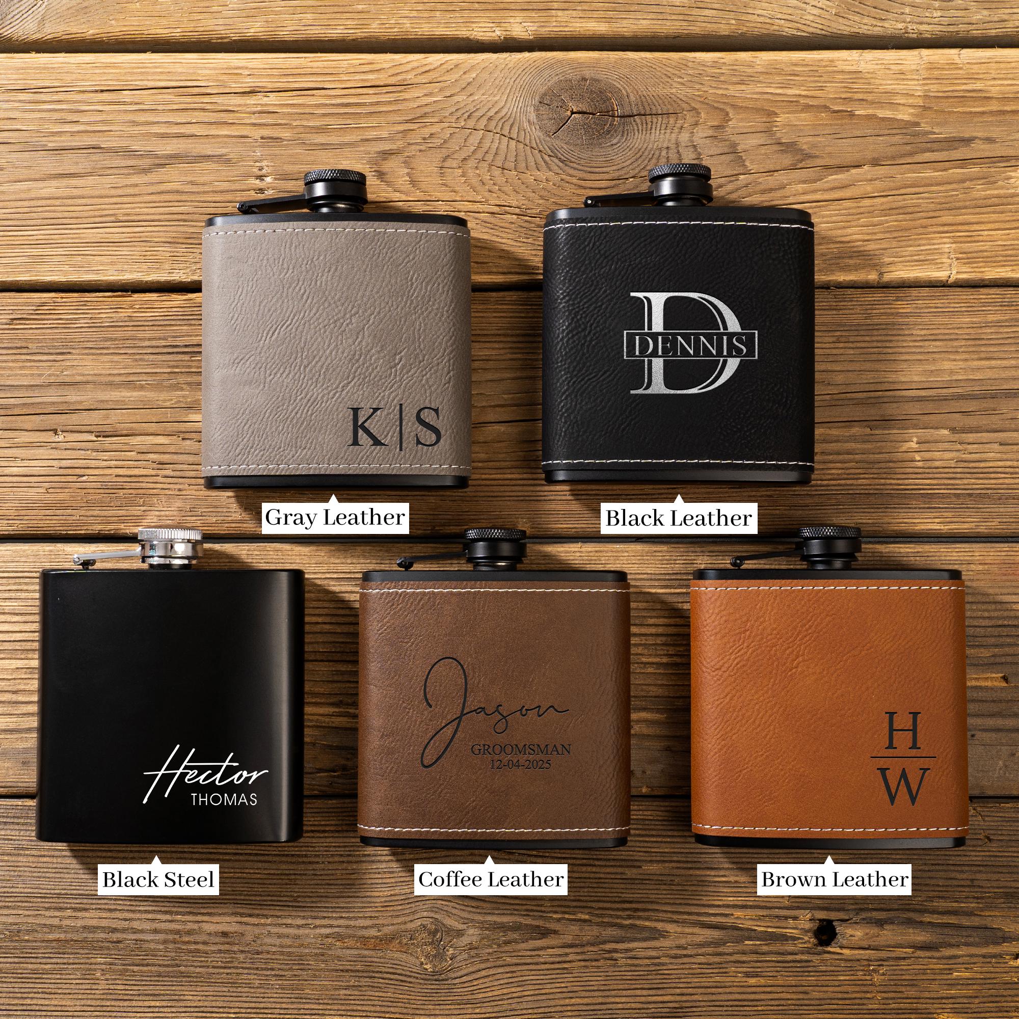 Personalized Leather Flask for Men, Groomsmen Gifts, Best Man Gifts ...