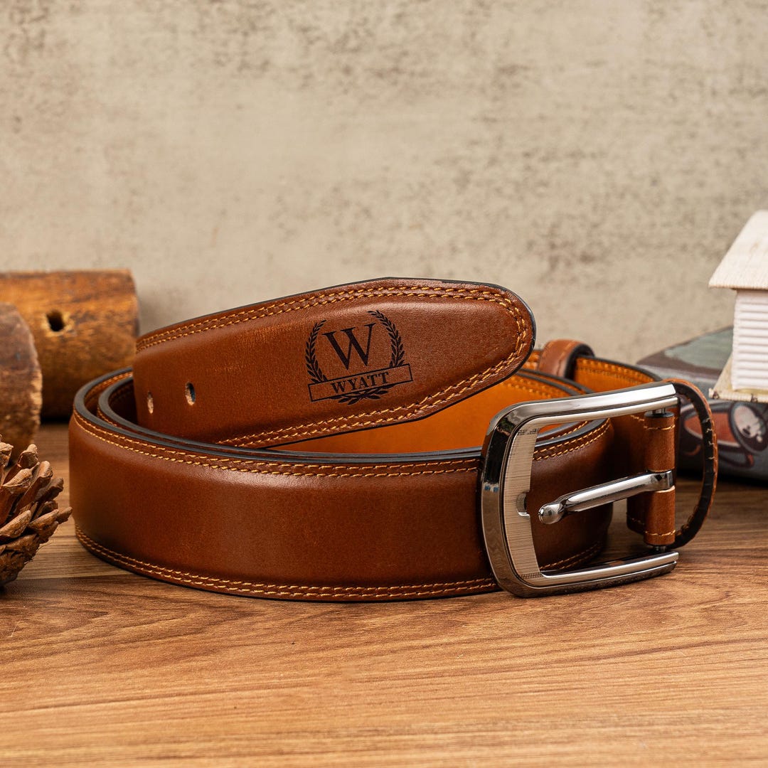 Personalized Leather Belt for Men, Groomsmen Gift Belt, Engraved Men's ...