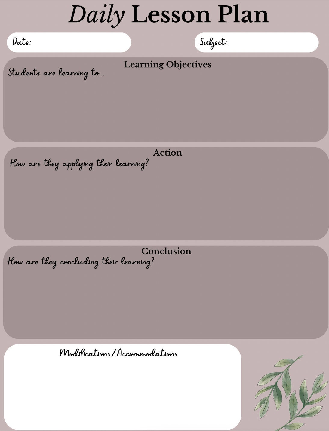 Organized Lesson Plan Template K-12 - Etsy