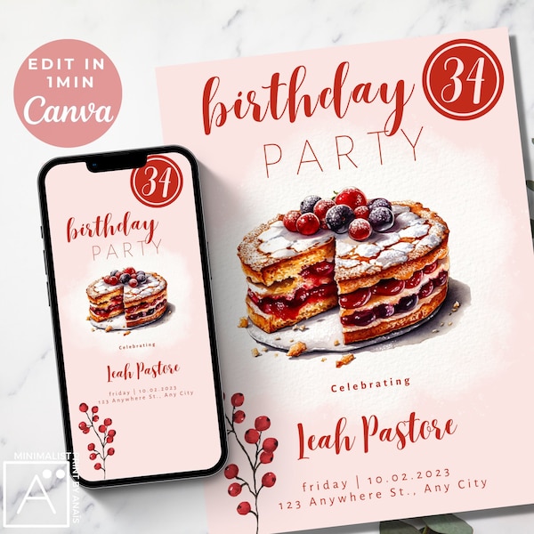 34th Birthday Cake - Etsy