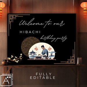 Hibachi Birthday Party Welcome Sign: Editable Japanese Theme (digital ...