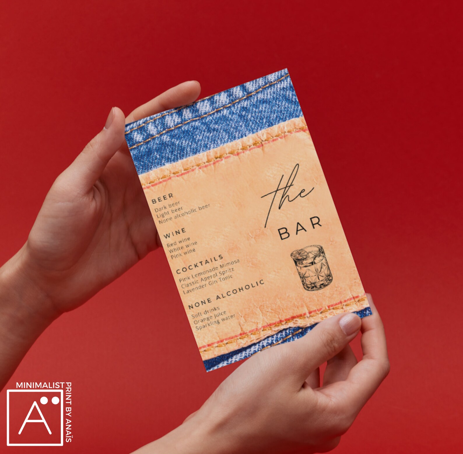 Denim Menu, Food Menu Drink Menu, Suitable for Birthday, Bridal Shower ...