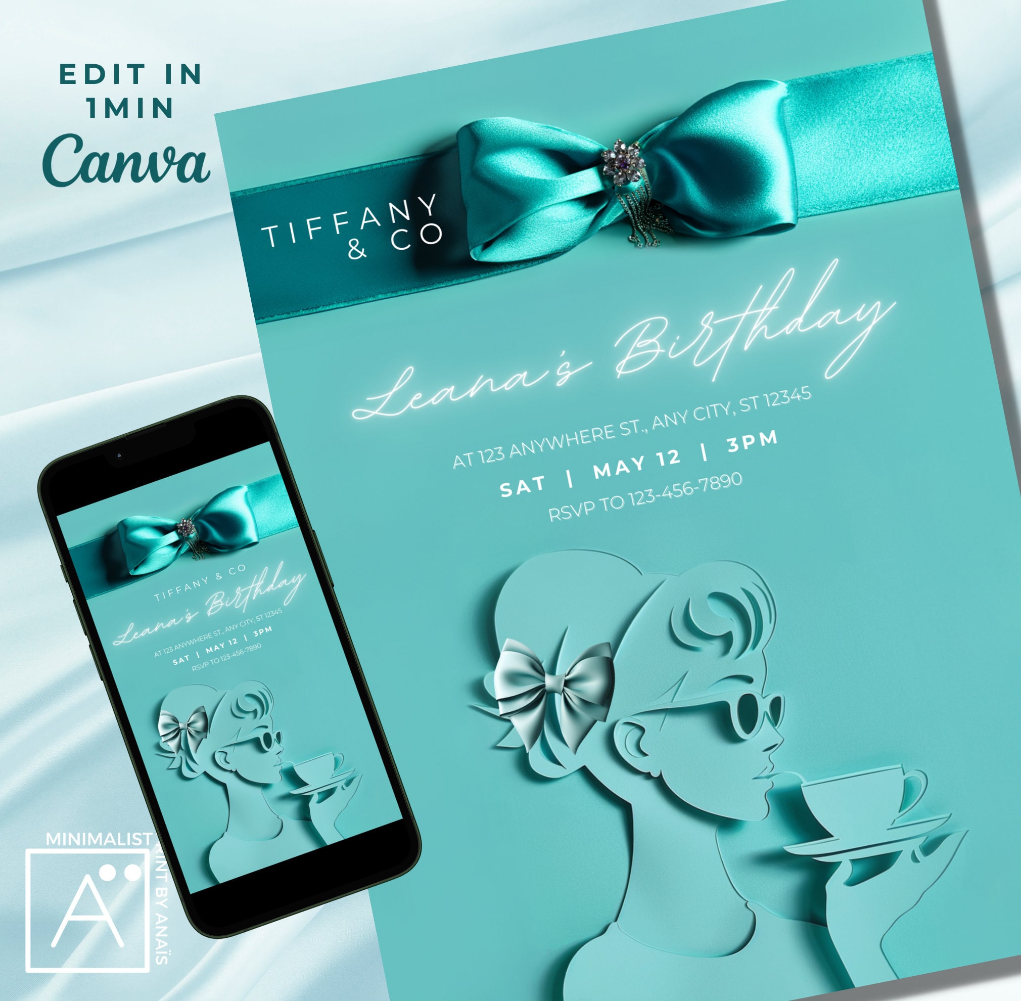 Customizable Tiffany & Co. Invitation Template, Brunch Birthday, Audrey ...