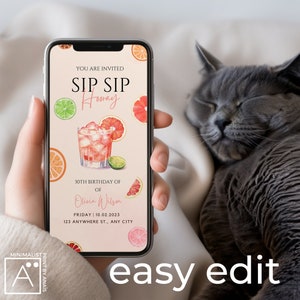 Sip Sip Hooray, Cocktail Birthday Invitation, SIP SIP, It's My Birthday ...