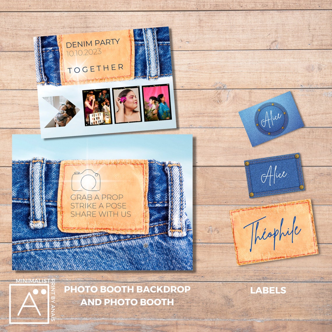 Denim Birthday Invitation, Party Decor, FULL SET BUNDLE, Editable ...