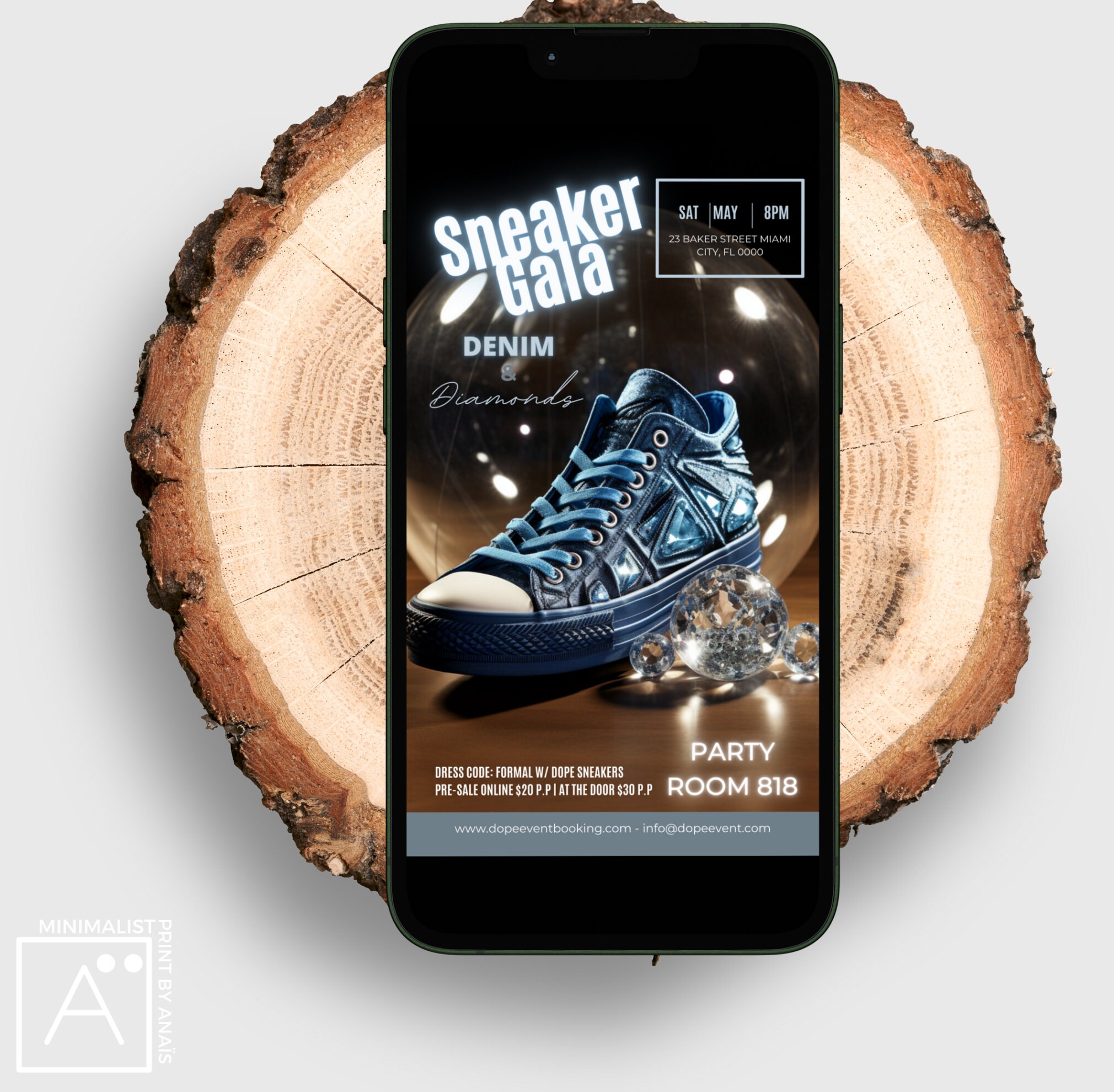 Denim & Diamond Sneaker Ball Invite, Editable, Flyer Template, Denim ...
