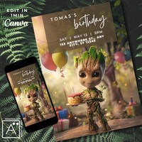Groot Invitation Groot Birthday Groot Invite Groot Birthday Invitation ...