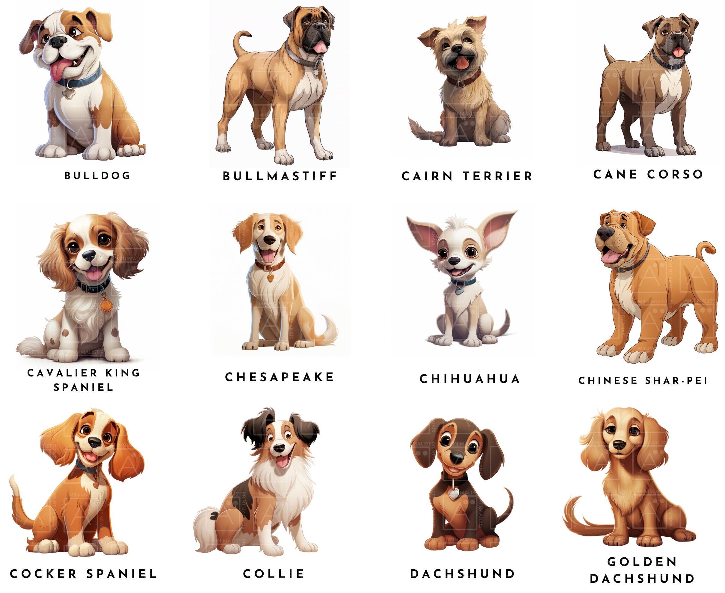 200 Dogs Clipart Bundle Puppy Png Bundle Dog Breeds Png - Etsy