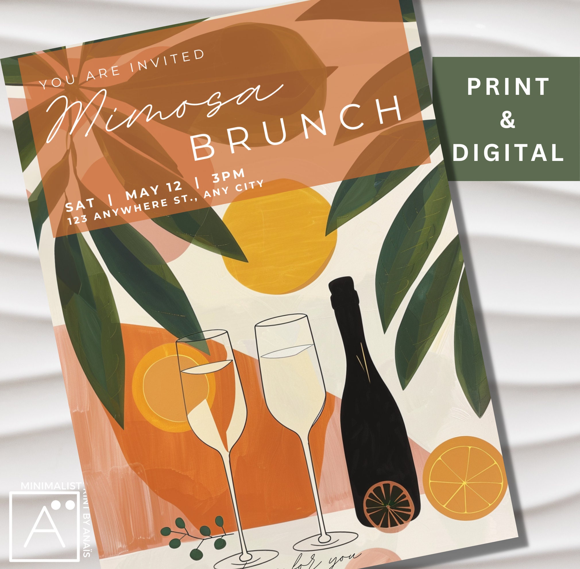 Champagne Brunch Invitation Inspired by Henri Matisse, Champagne Party ...