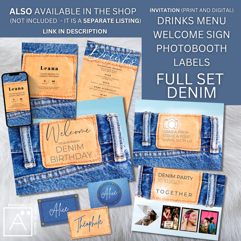 Denim Invitation, Denim Birthday Invitation, Denim Invitation, Denim ...