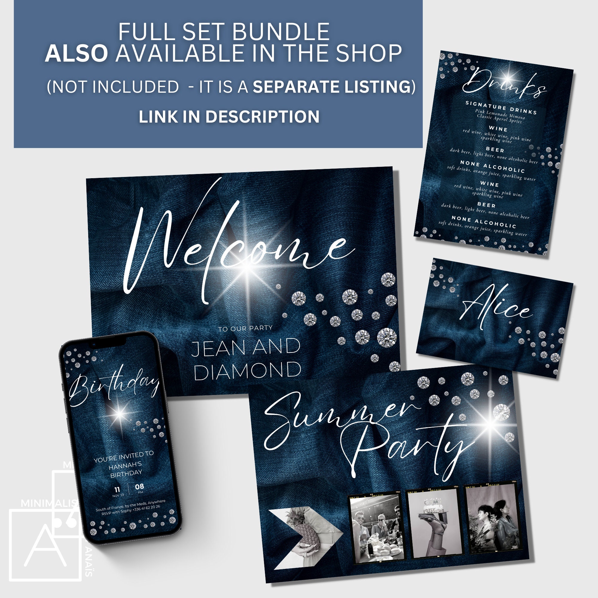 Denim Diamonds Welcome Sign, Denim Party Decor, Instant Download ...