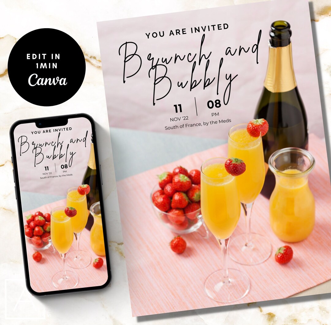 Mimosa Invitation, Mimosas and Brunch Invitation, Champagne Party ...