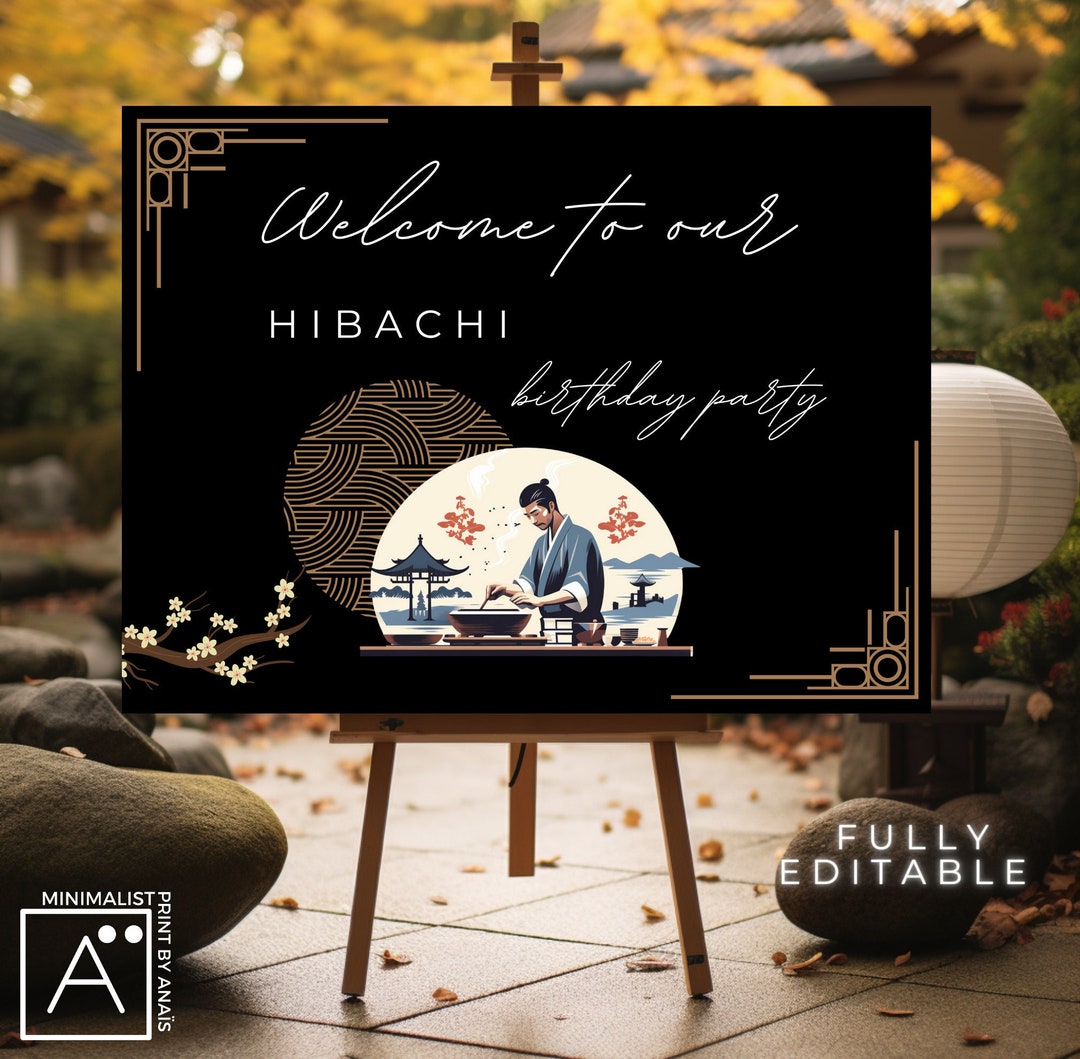 Hibachi Birthday Party Welcome Sign: Editable Japanese Theme (digital ...
