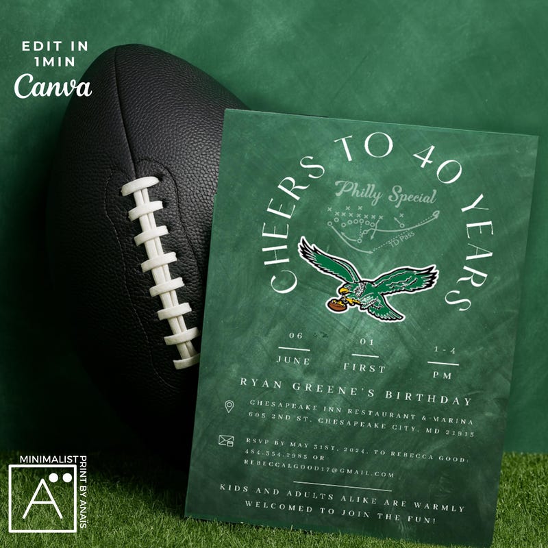 Philadelphia Eagles Birthday Card - Etsy