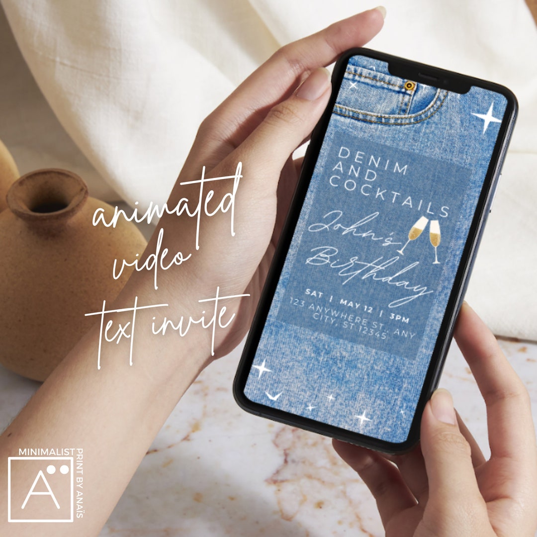 Digital Denim Invitation, Evite, Custom Animated Video Denim Invite ...