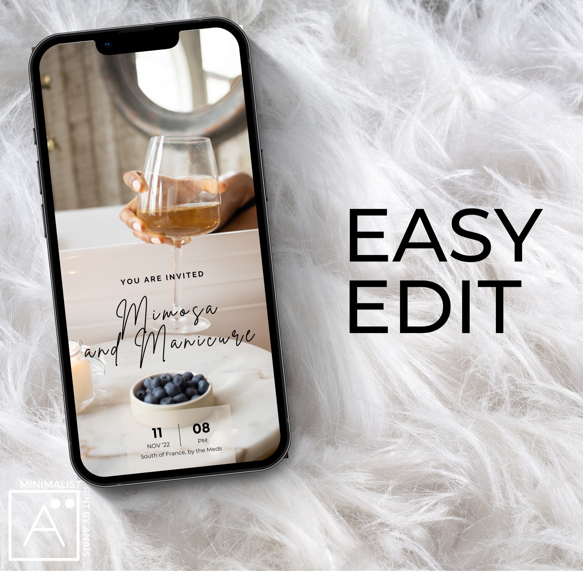 Manicure and Mimosa Invite, Mimosa Invitation, Champagne Party ...