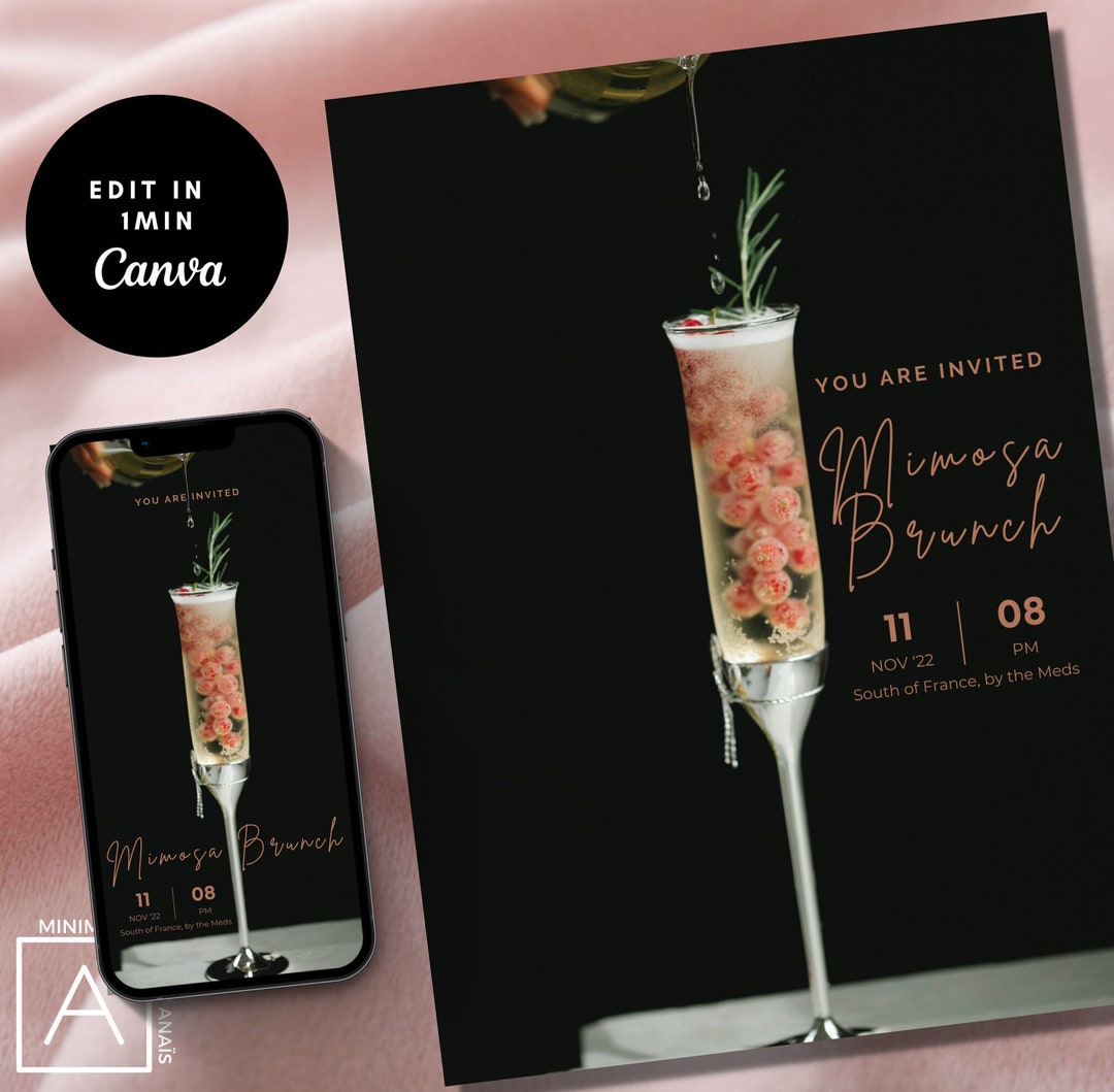Mimosa Invitation, Mimosas and Brunch Invitation, Champagne Party ...