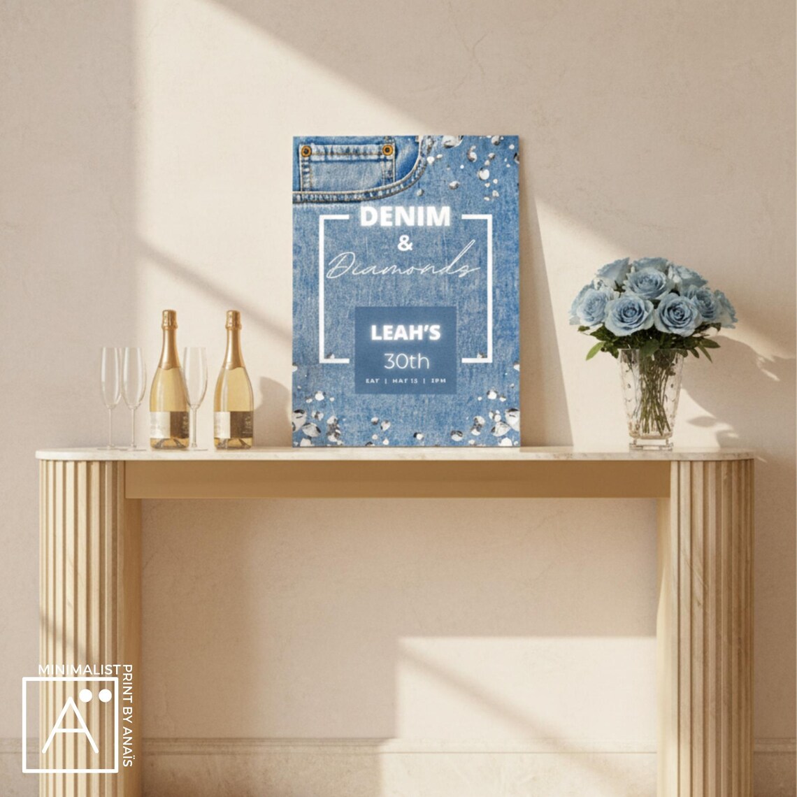 Denim & Diamonds Welcome Sign: Editable Party Decor (digital Download ...