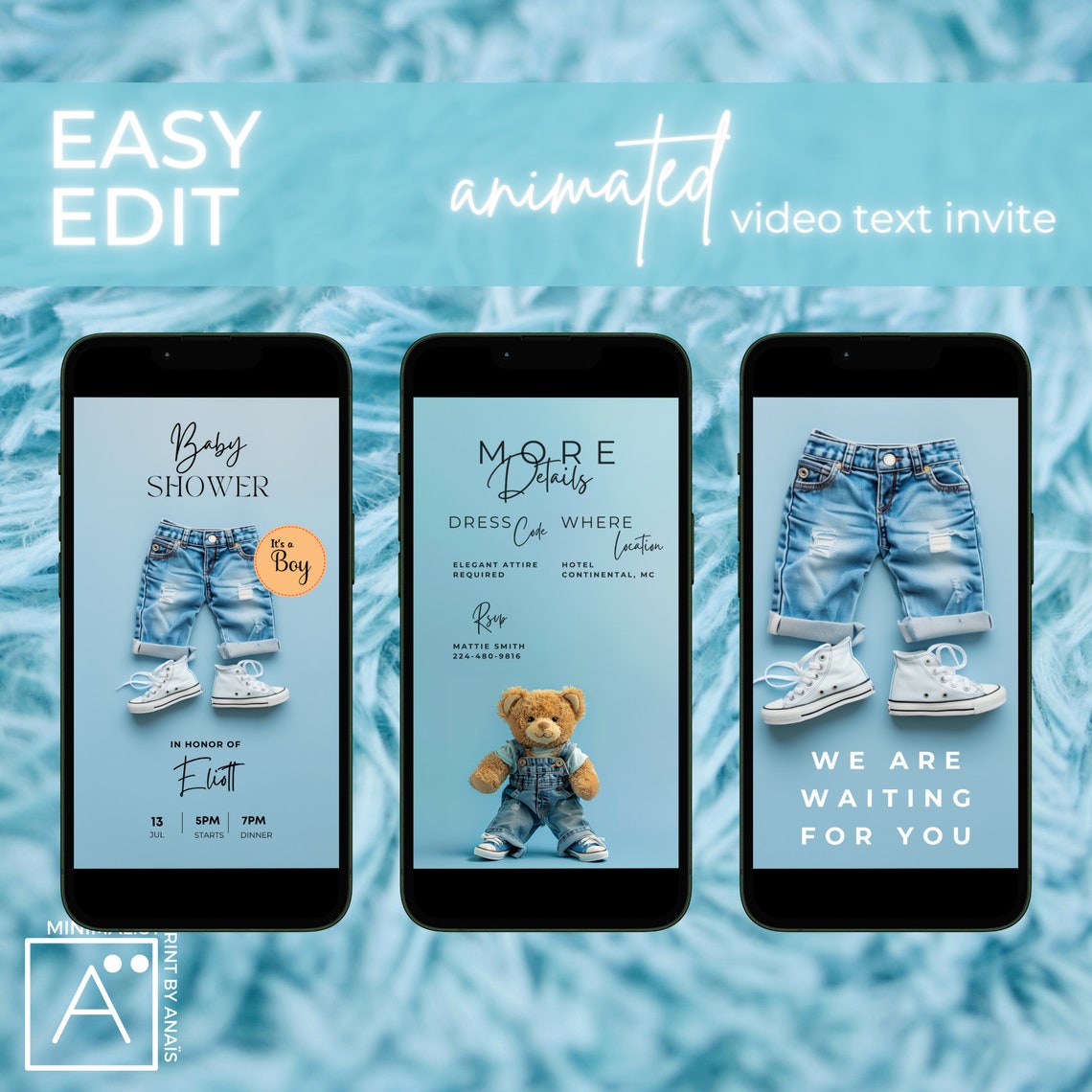Denim Teddy Bear Baby Shower Invitation: Converse Sneakers (digital DIY ...